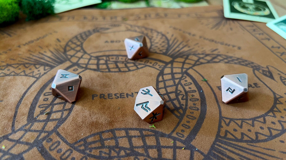 Green Glyphs Runic Dice – Prisma Visions